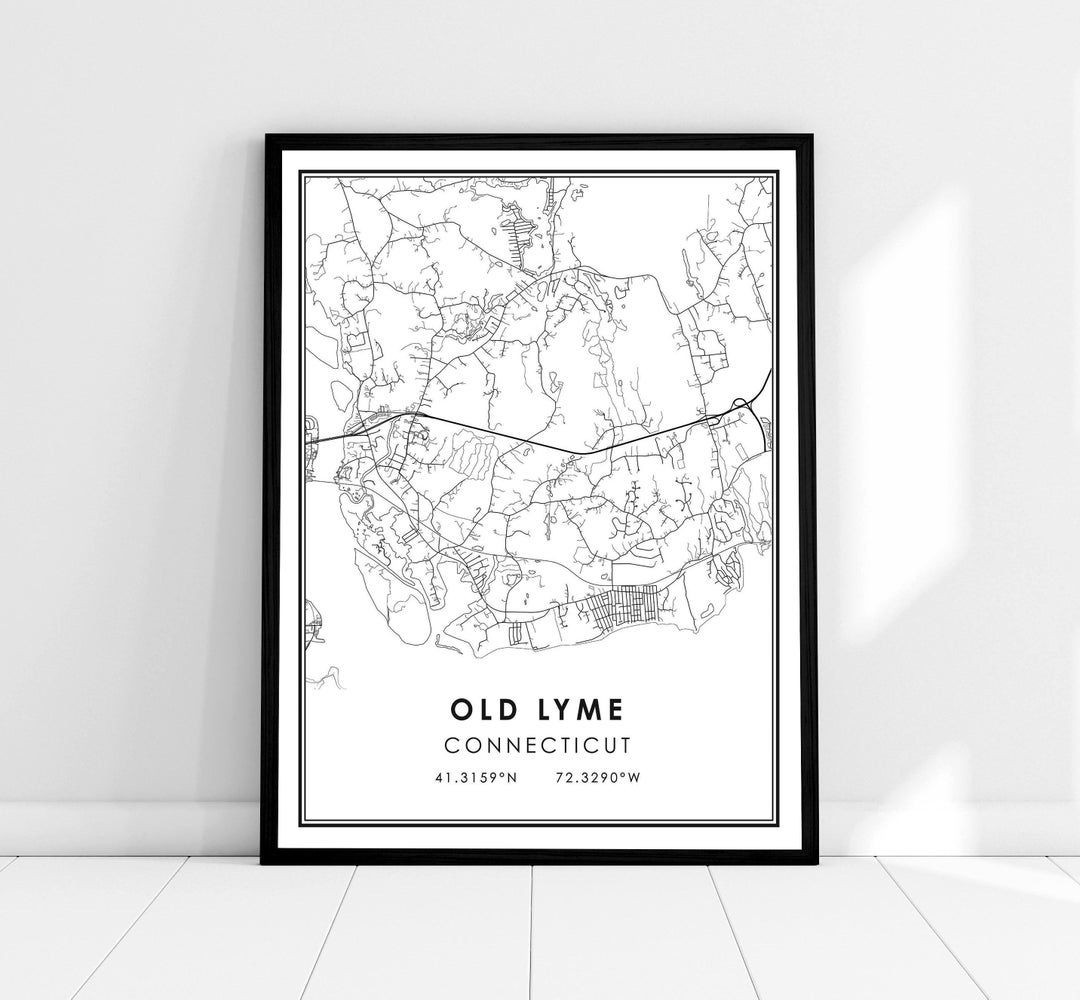 Old Lyme Map Print Poster Canvas | Connecticut Old Lyme Map Print ...