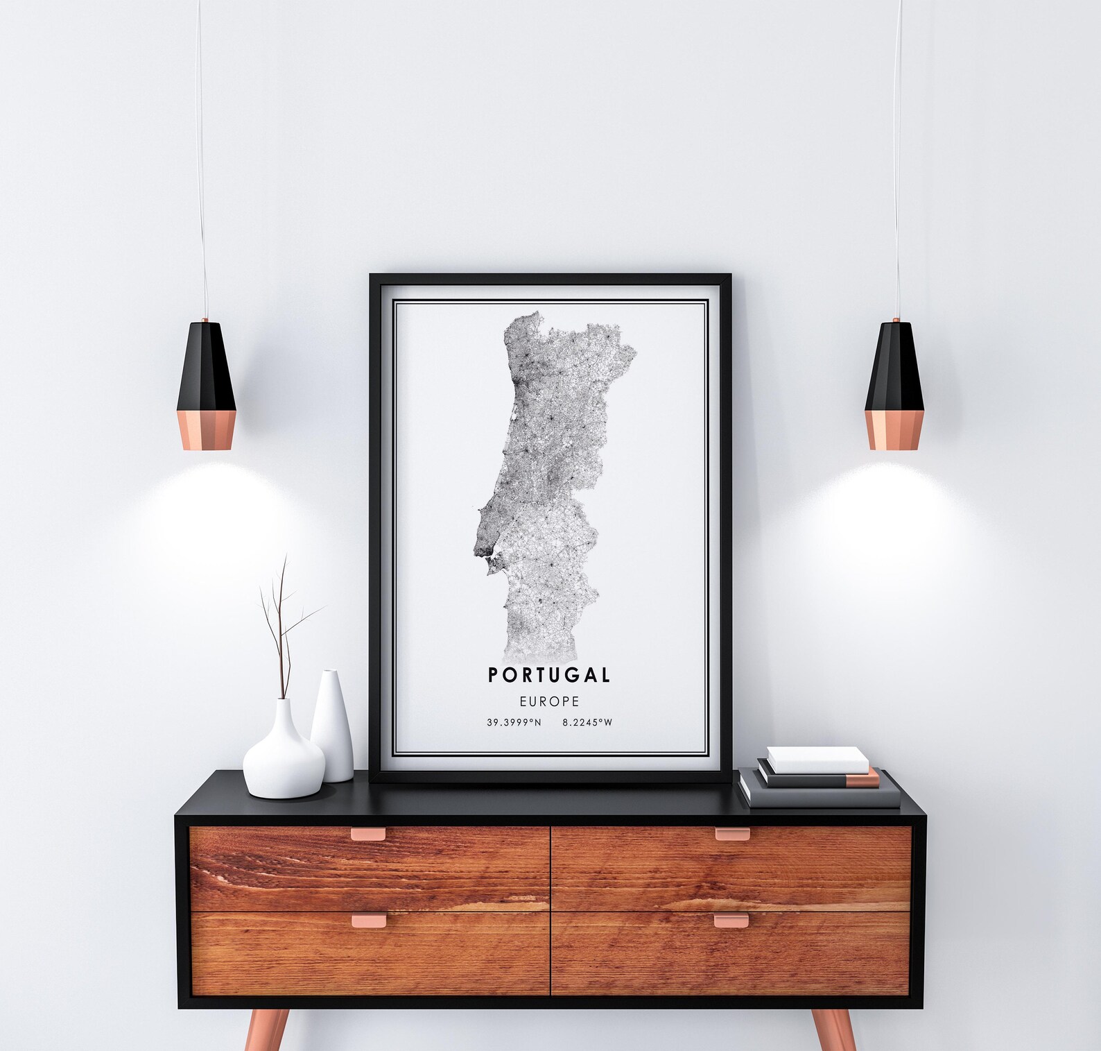 Portugal Country Map Print Poster Canvas | Portugal Country Road Map ...