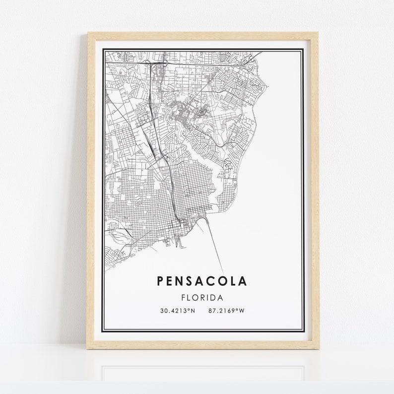 Pensacola Map Print Poster Canvas Florida Map Print Poster - Etsy