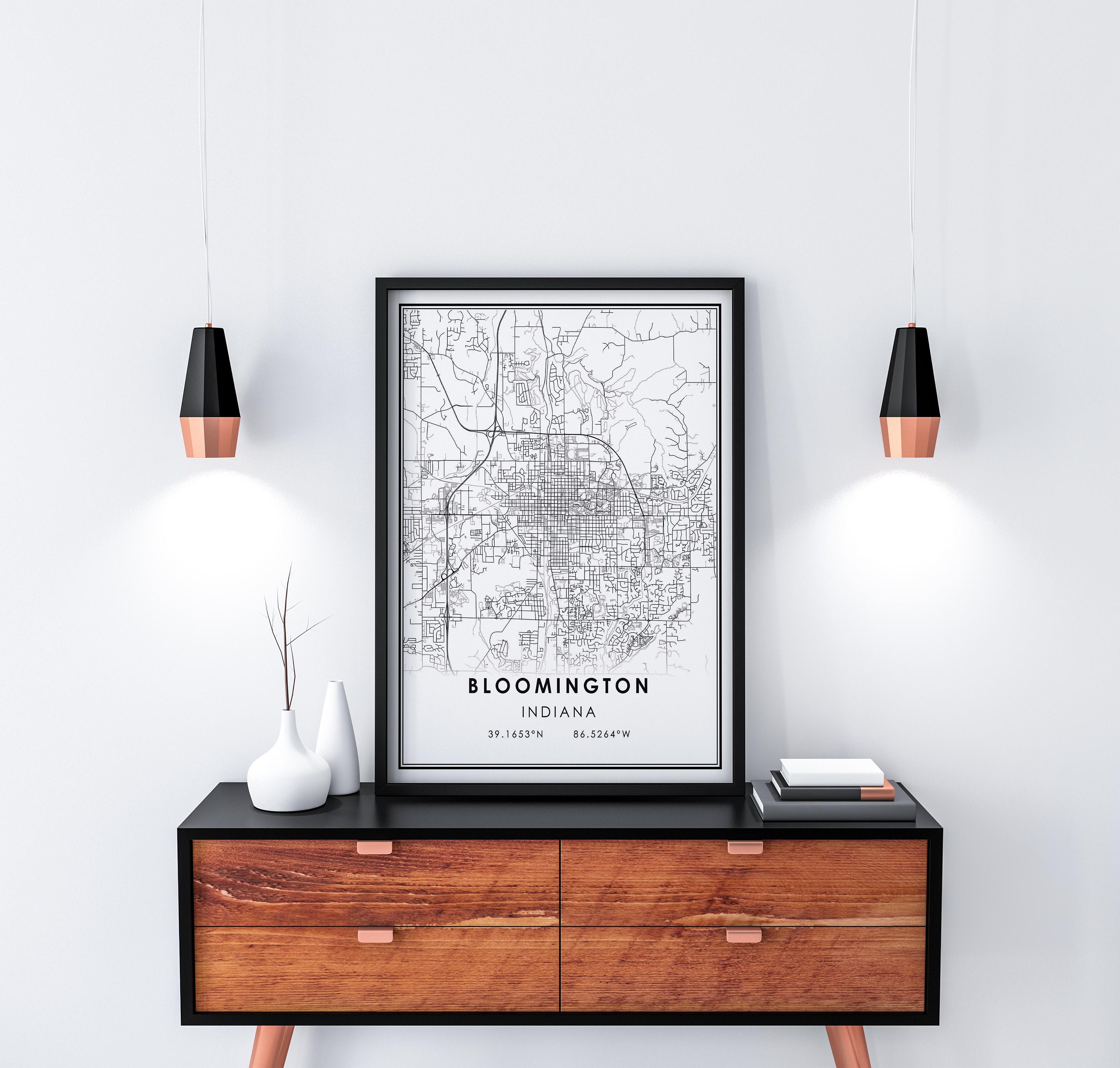 Bloomington Map Print Poster Canvas Indiana Map Print Poster - Etsy