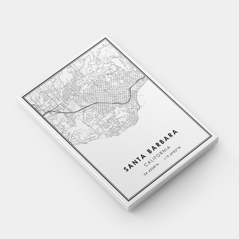 Santa Barbara Map Print Poster Canvas | California Map Print Poster ...