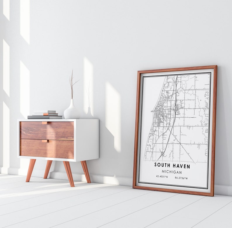 South Haven Map Print Poster Canvas | Michigan Map Print Poster Canvas ...