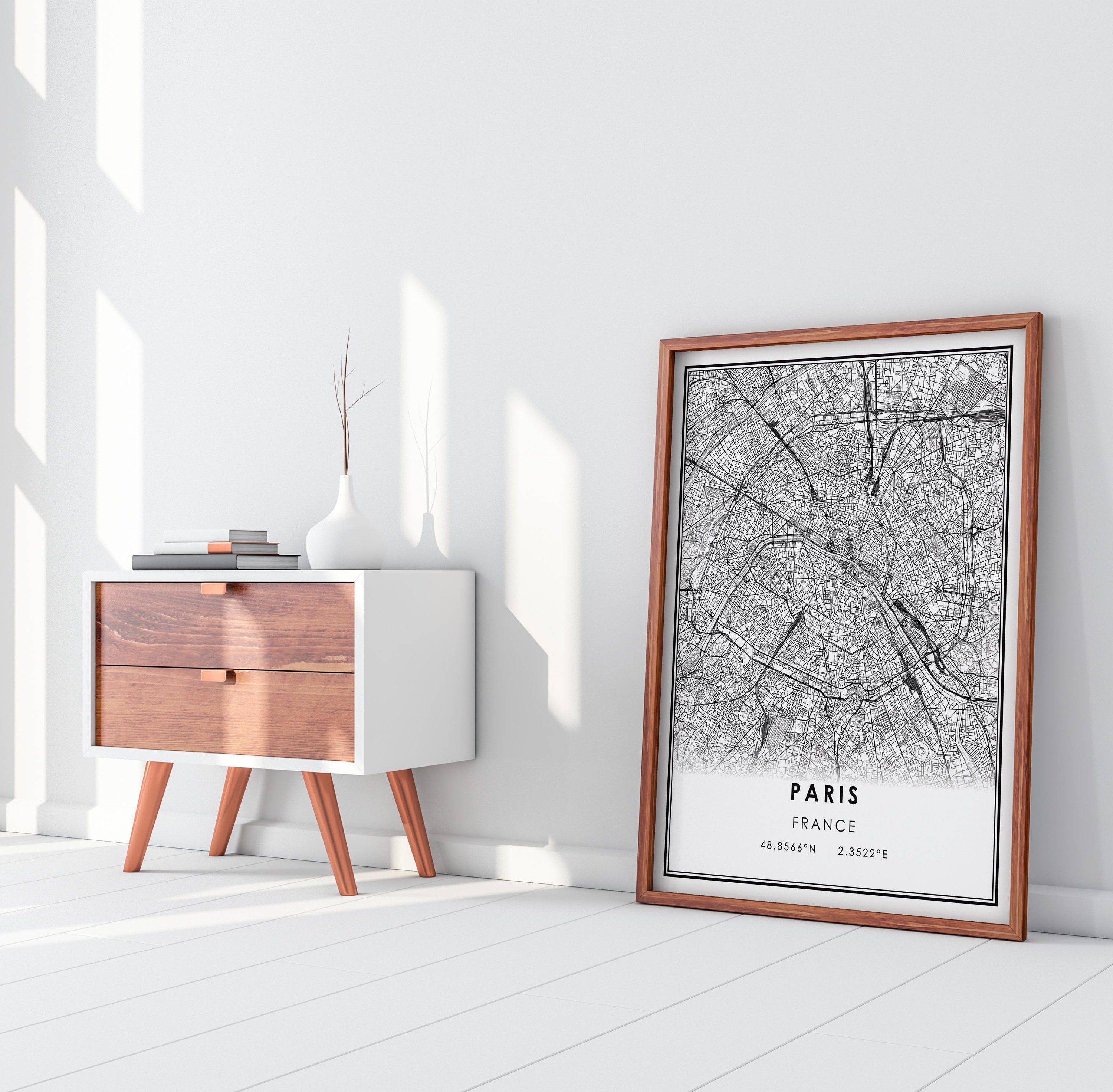 Paris Map Print Poster Canvas France Map Print Poster Canvas - Etsy
