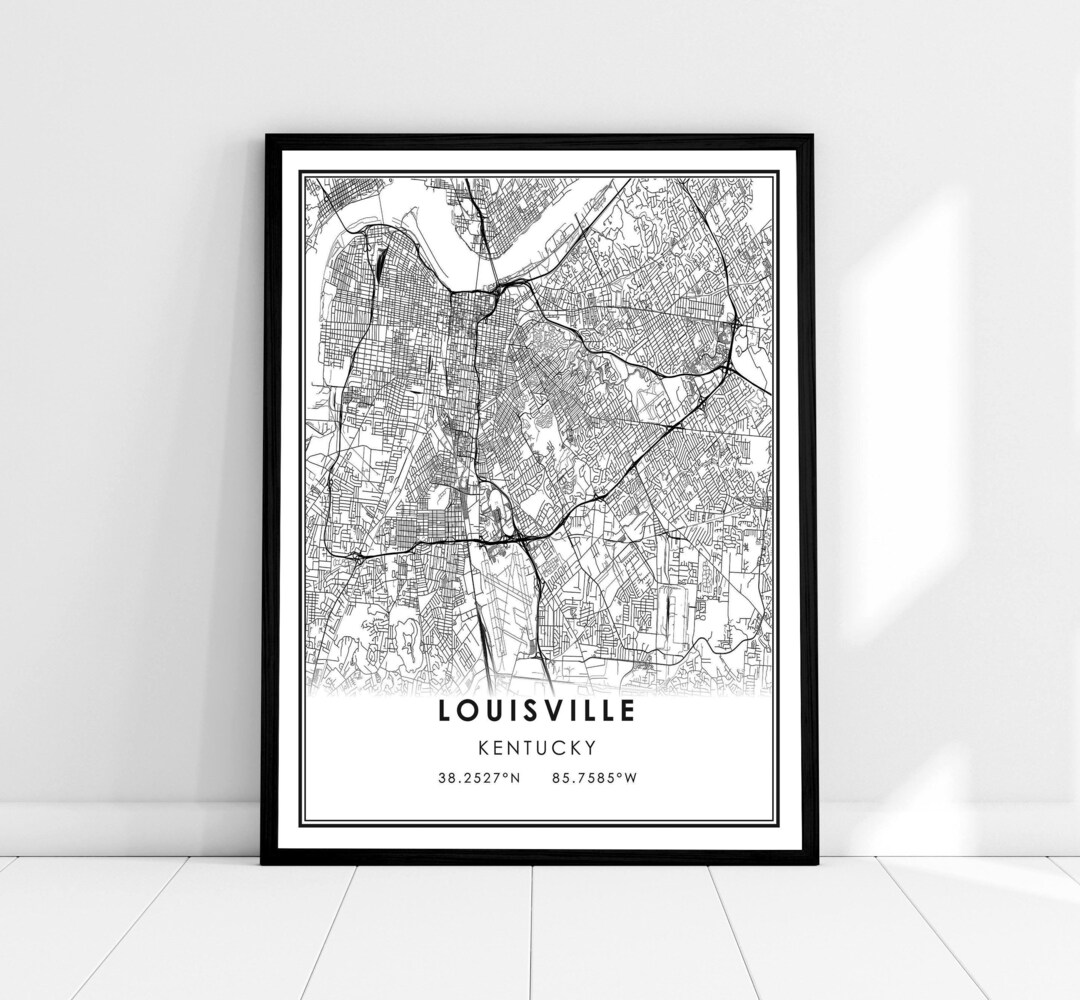 Louisville Map Print Poster Canvas | Kentucky Map Print Poster Canvas ...