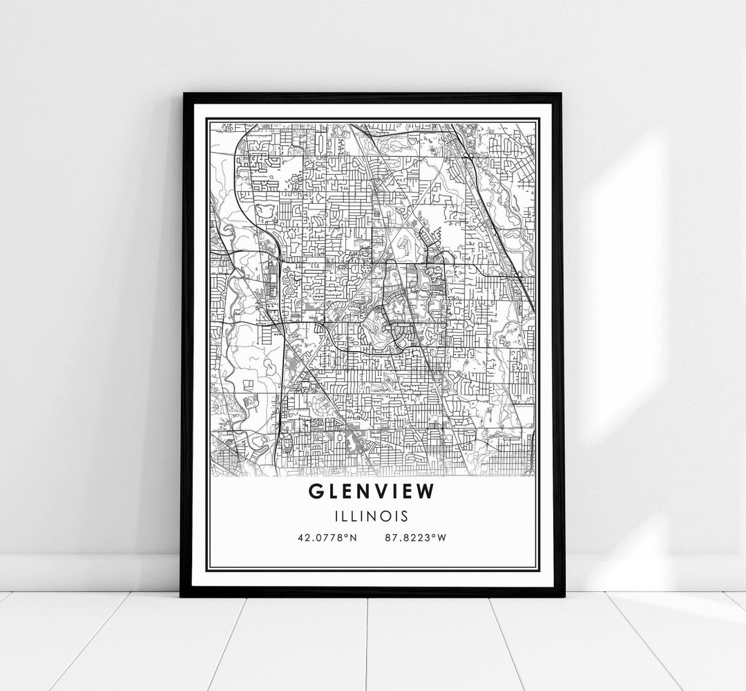 Glenview Illinois Map Print Poster Canvas | Glenview Illinois Map Print ...