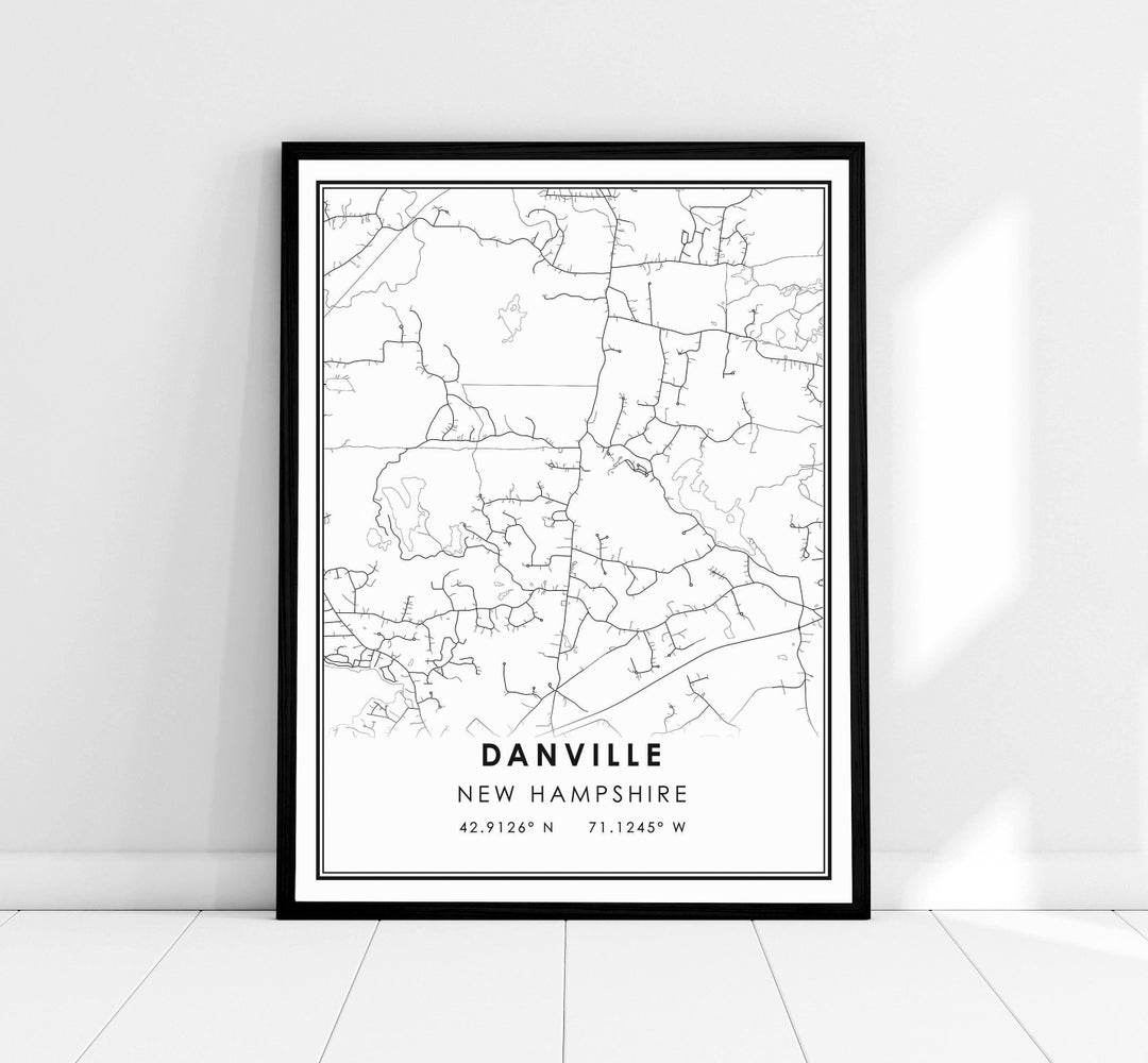Danville New Map Print Poster Canvas | Danville New Hampshire Map Print ...