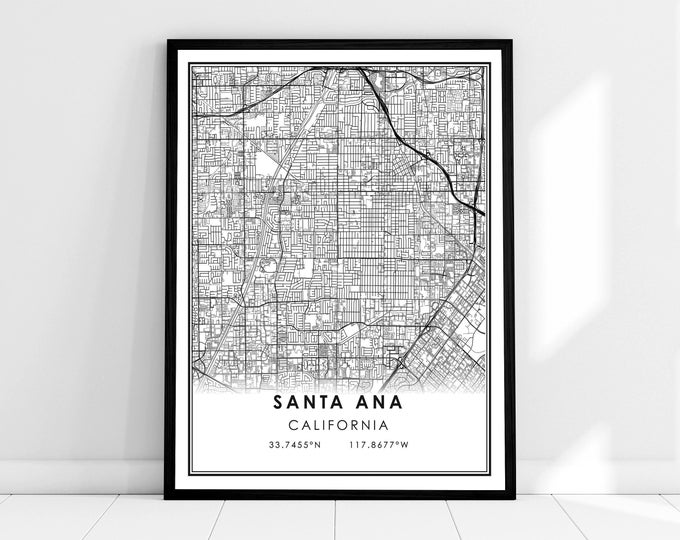 Santa Ana Map Heart Print, Santa Ana Map Art, California Map, Heart Map ...