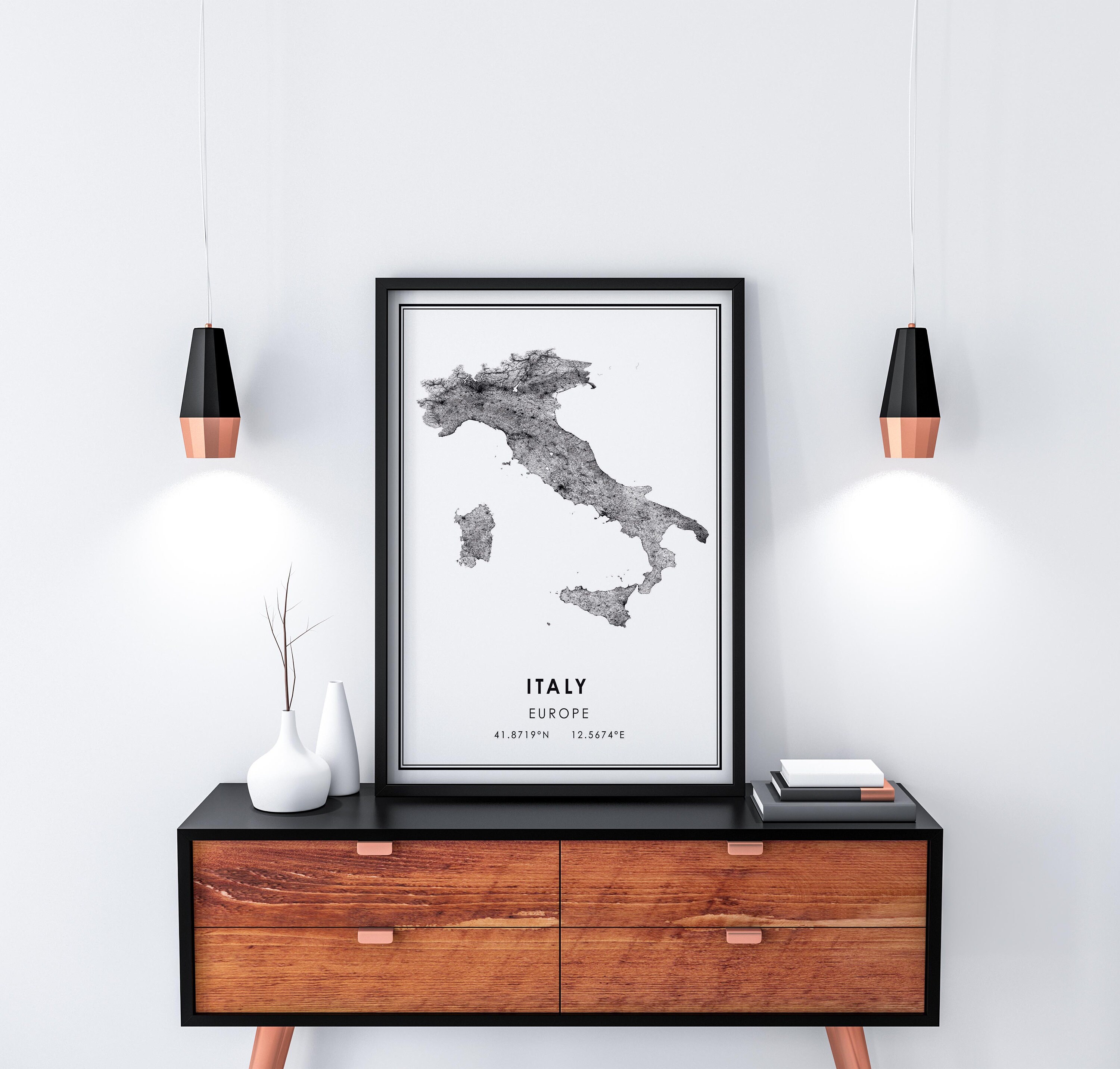 Italy Country Map Print Poster Canvas Italy Country Road Map | Etsy