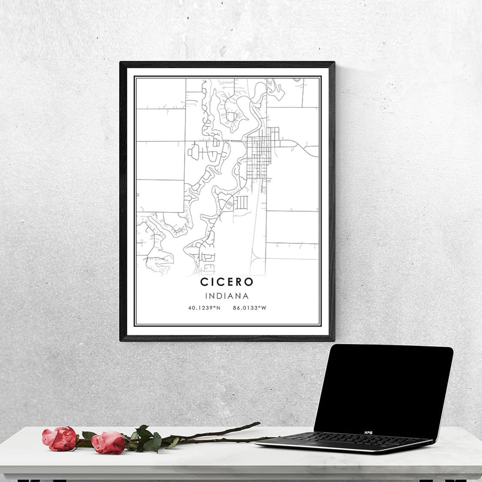 Cicero map print poster canvas Indiana map print poster | Etsy