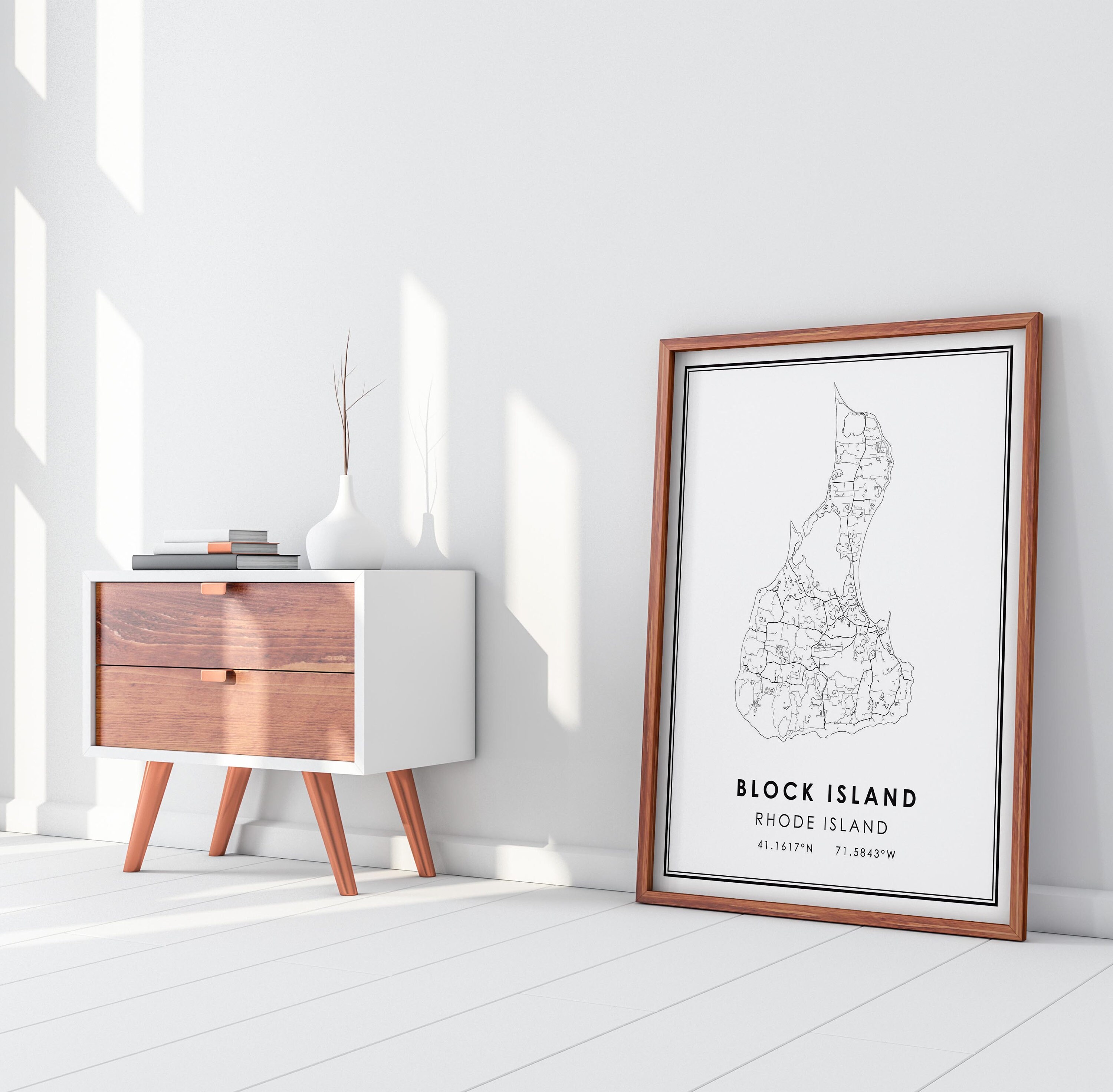 Block Island Map Print Poster Canvas Rhode Island Map Print - Etsy