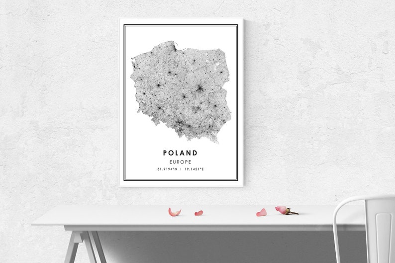 Poland country map print poster canvas Poland Europe Country | Etsy