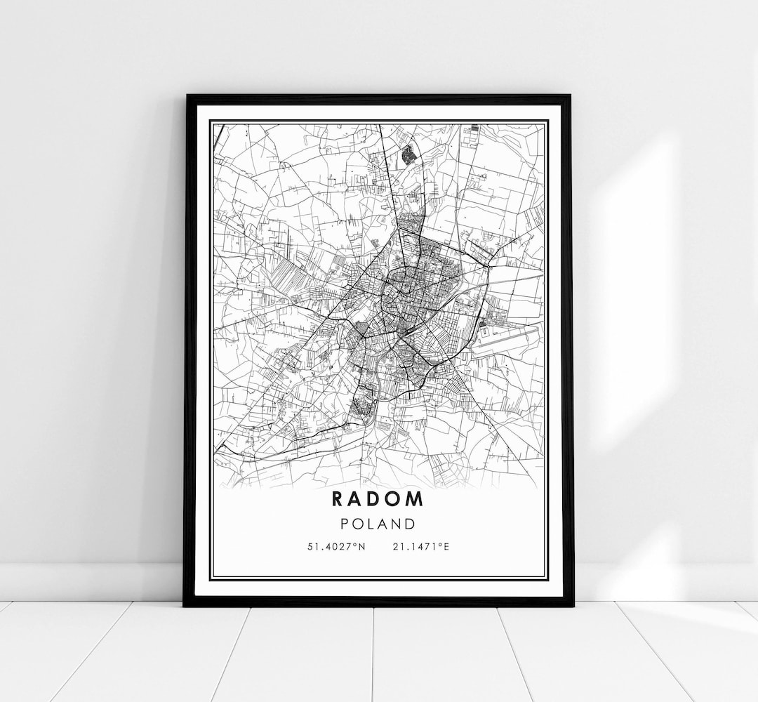 Radom Polonia mapa imprimir póster lienzo / Polonia Mapa de Radom ...