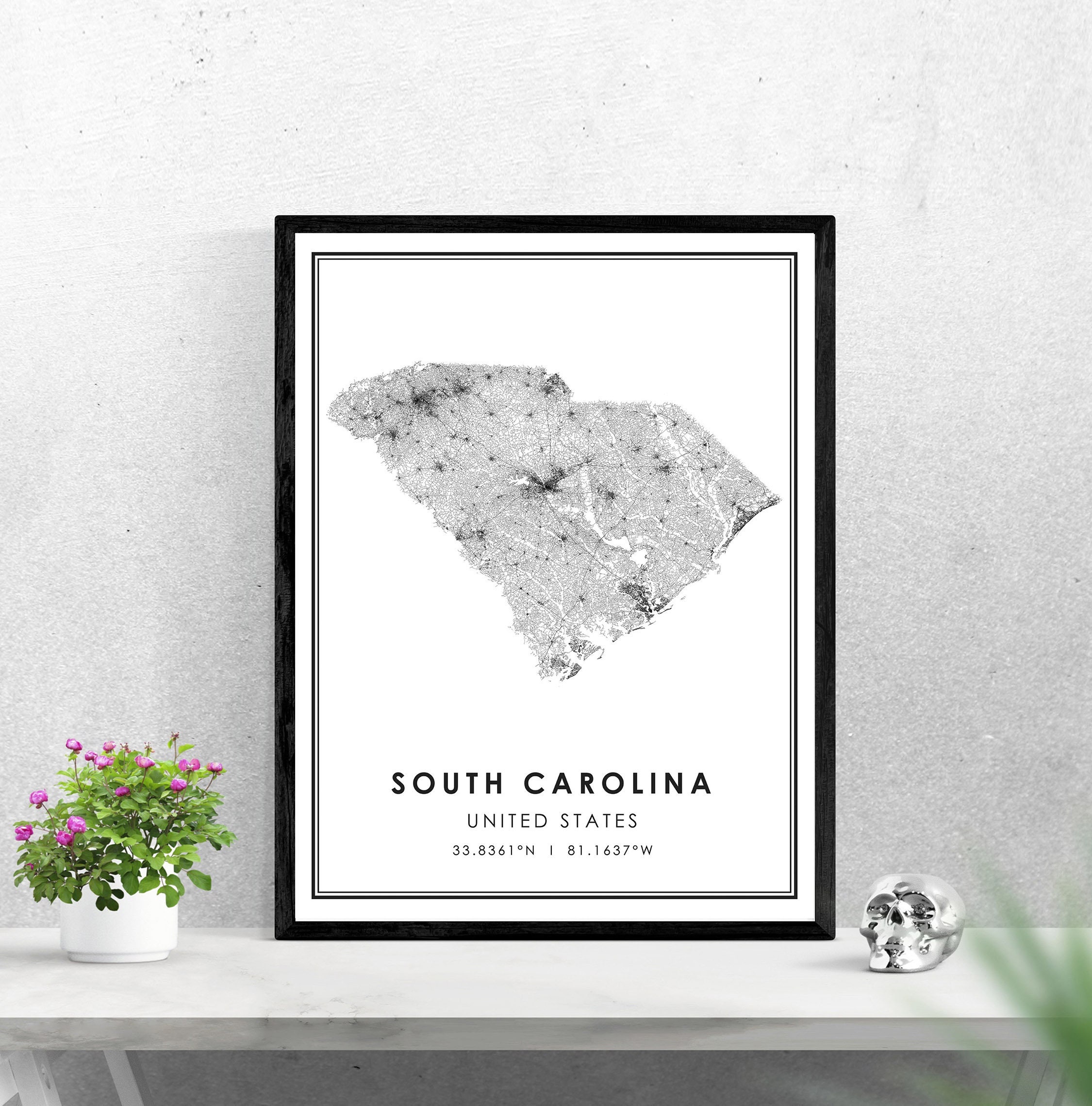 South Carolina United States Map Print Poster Canvas South | Etsy