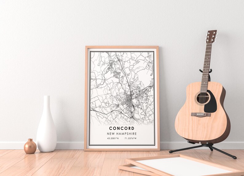 Concord Map Print Poster Canvas | New Hampshire Map Print Poster Canvas ...
