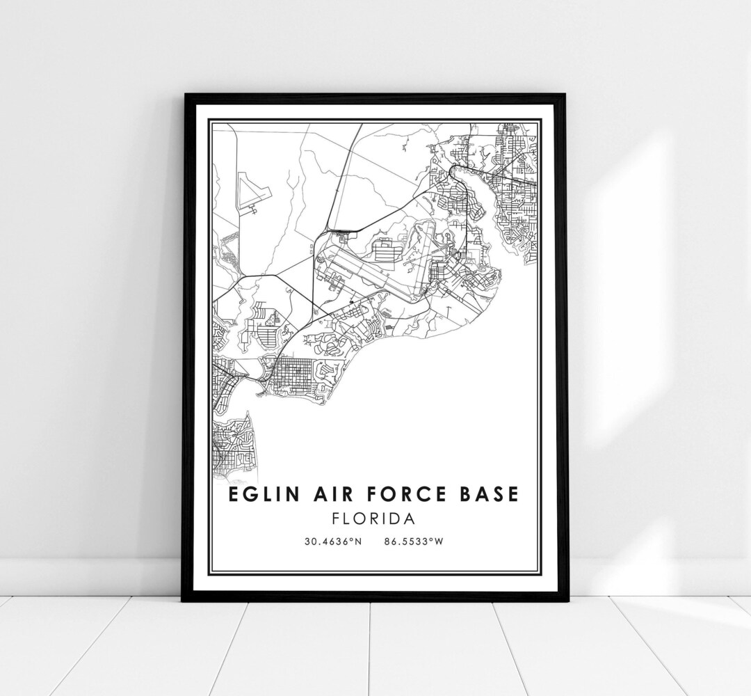 Eglin Airforce Base Map Print Poster Canvas | Florida Map Print Poster ...