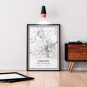 Concord Map Print Poster Canvas | New Hampshire Map Print Poster Canvas ...