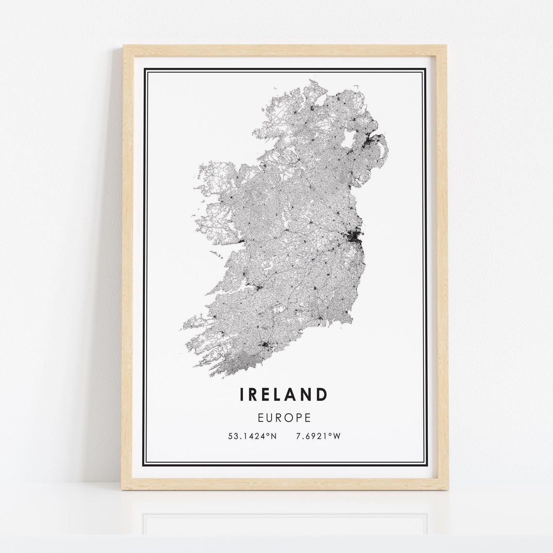 Ireland Country Map Print Poster Canvas Ireland Country Road - Etsy