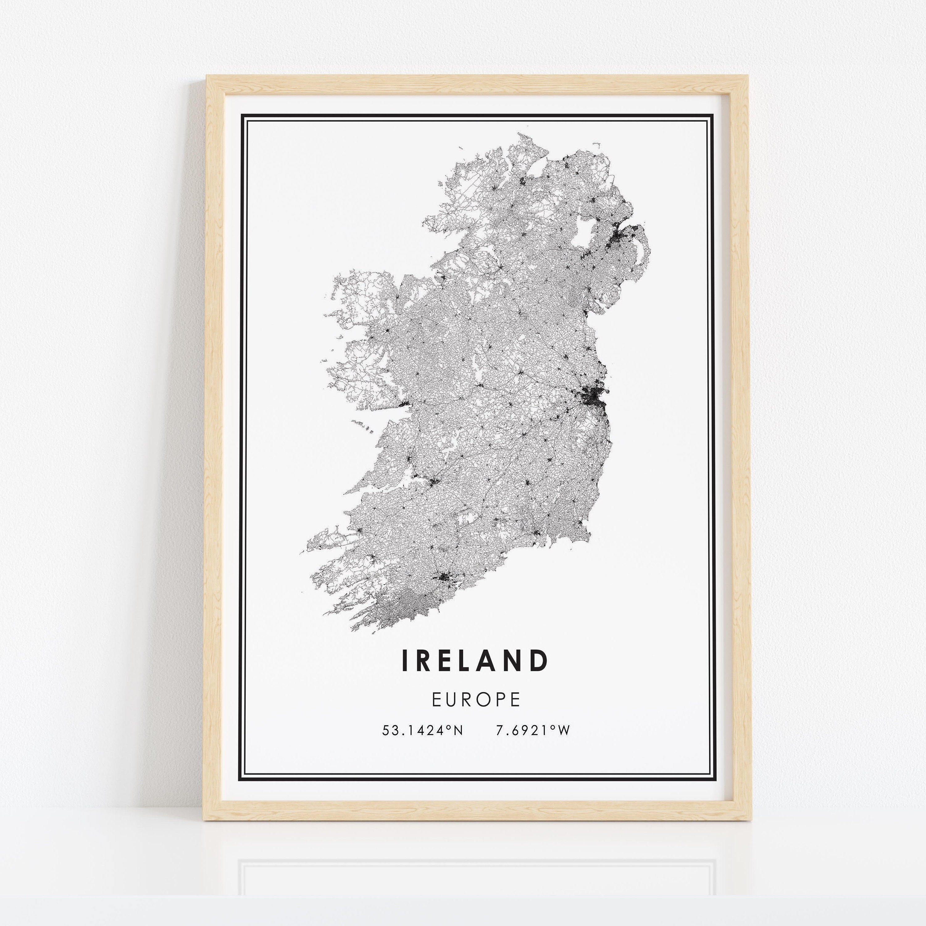 Ireland Country Map Print Poster Canvas Ireland Country Road - Etsy