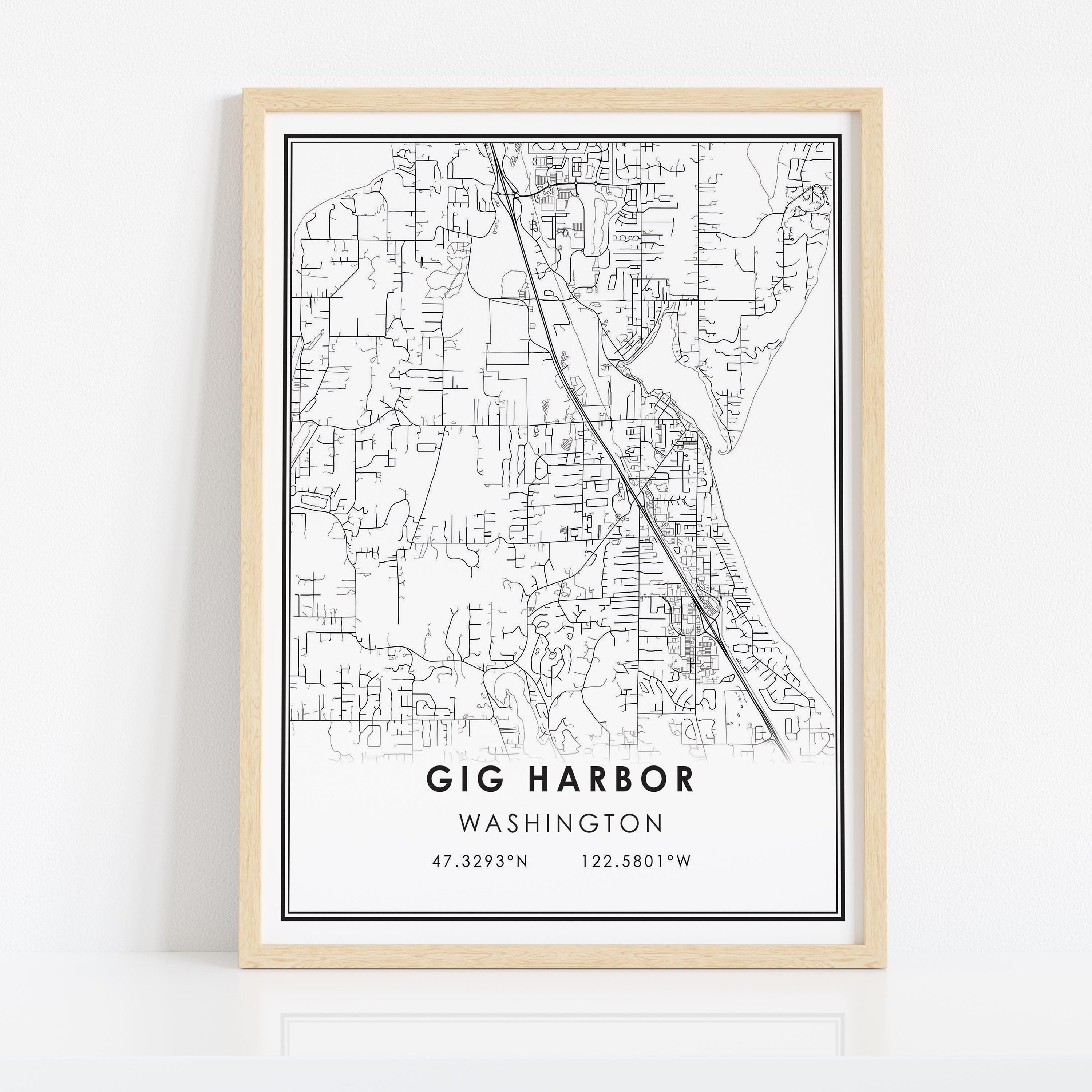 Gig Harbor Map Print Poster Canvas Washington Map Print - Etsy UK