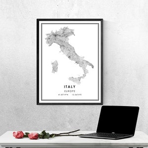 Italy country map print poster canvas Italy Europe Country | Etsy