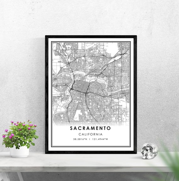 Sacramento map print poster canvas Sacramento California | Etsy