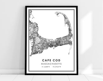Cape Cod Map Poster - Etsy