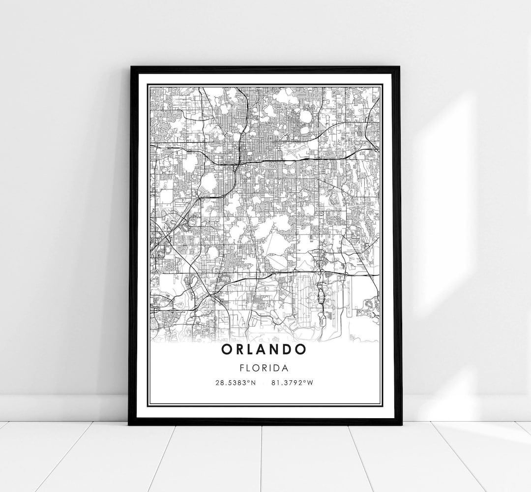 Orlando Map Print Poster Canvas | Florida Map Print Poster Canvas ...