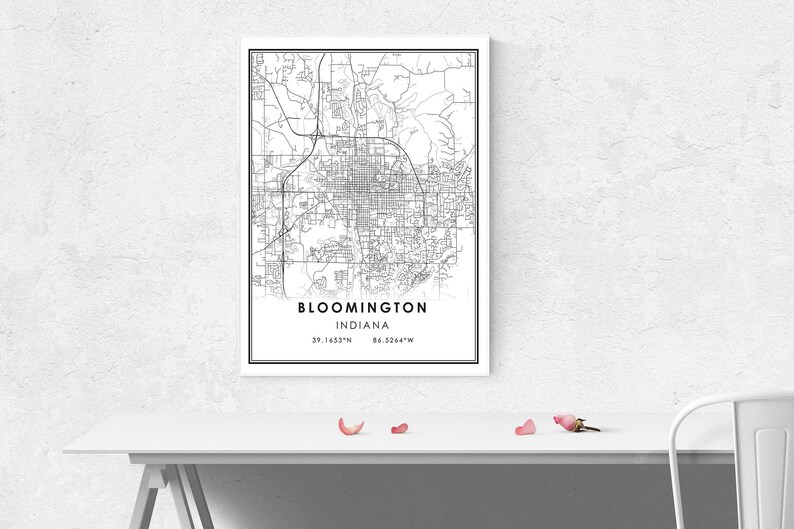 Bloomington map print poster canvas Bloomington Indiana city | Etsy