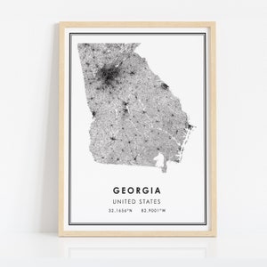 Georgia US Map Print Poster Canvas | Georgia United States Road Map ...