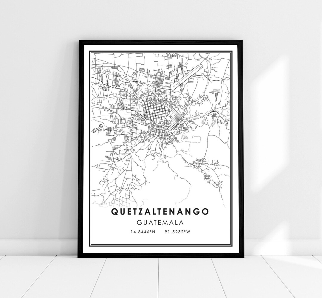 Quetzaltenango Map Print Poster Canvas | Guatemala Map Print Poster ...