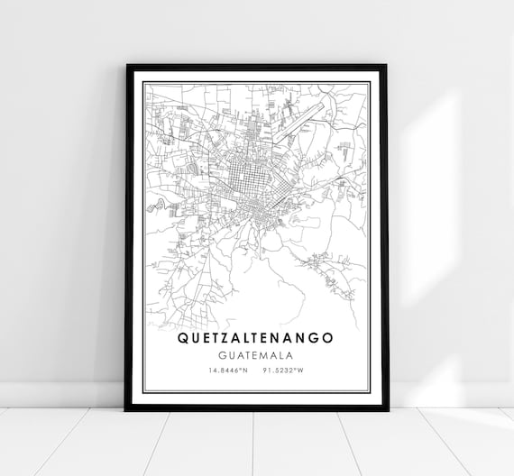 Quetzaltenango mapa imprimir póster lienzo / Guatemala mapa - Etsy México