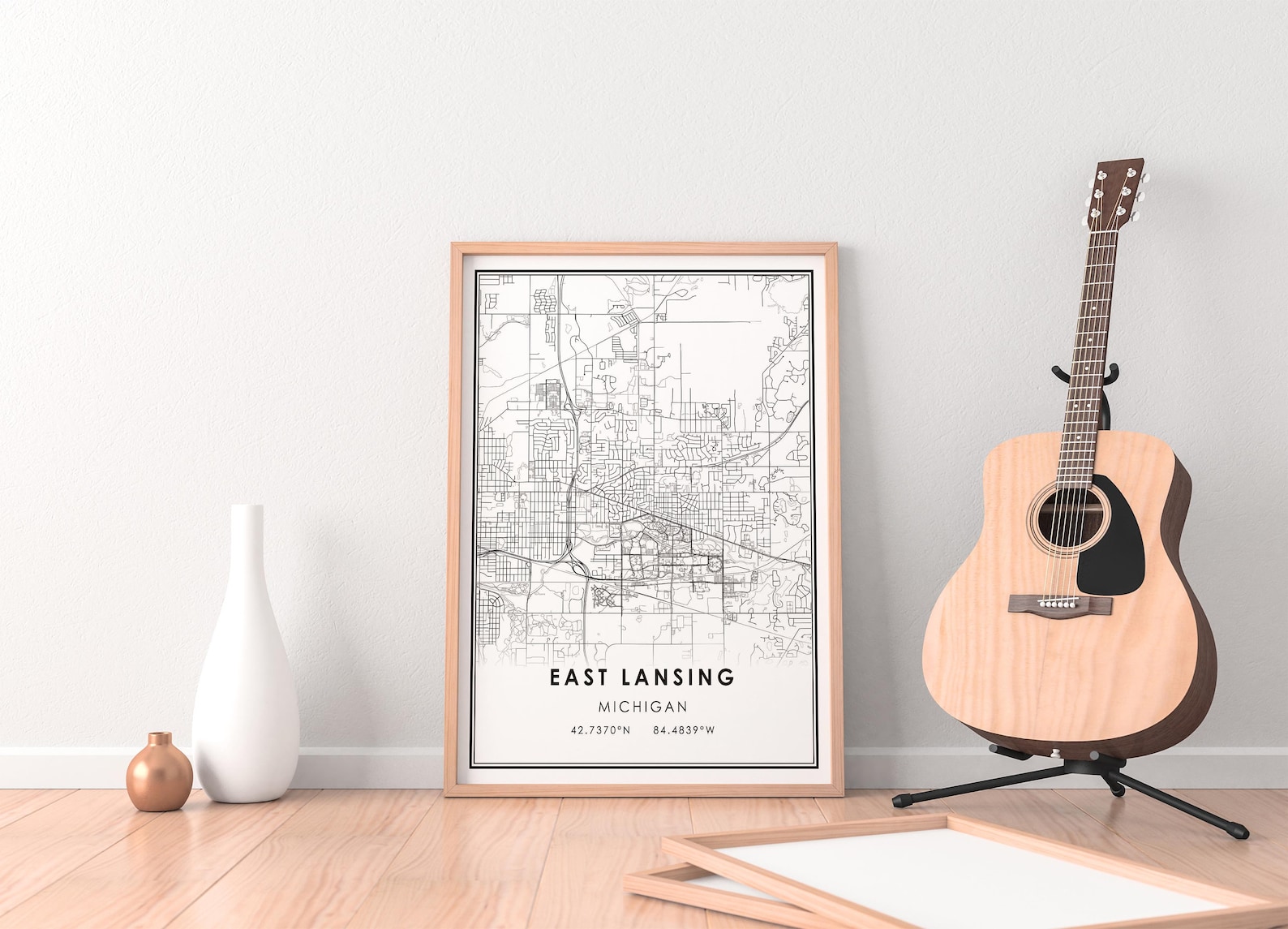 East Lansing Map Print Poster Canvas Michigan Map Print - Etsy
