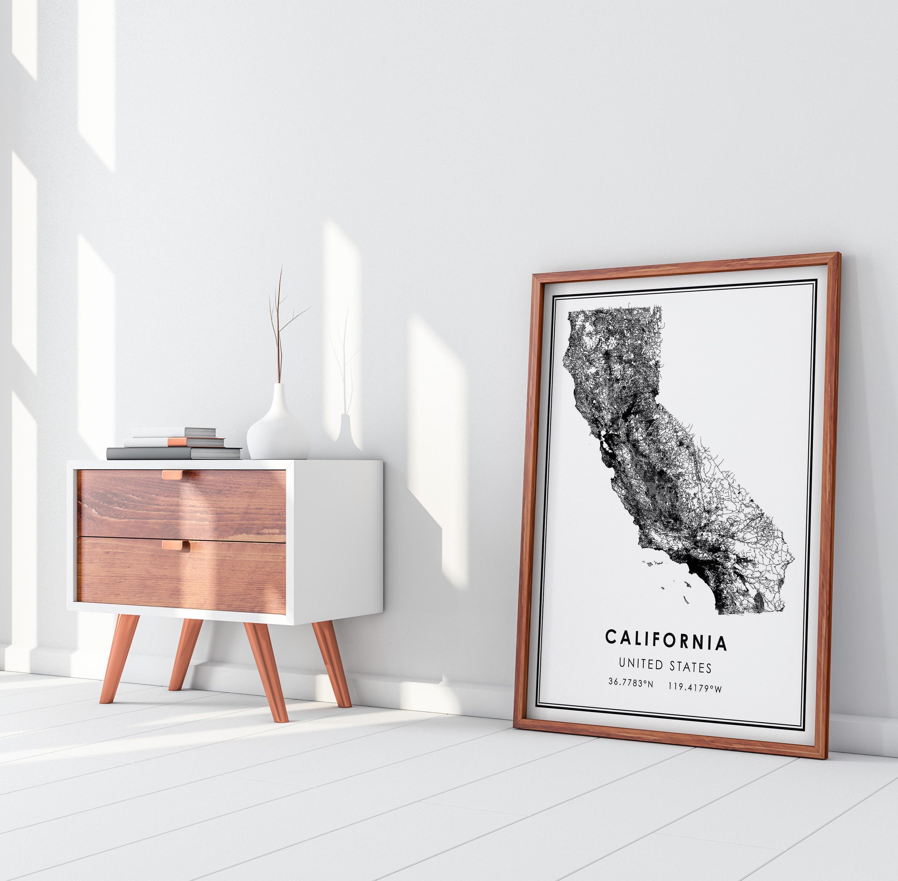 California United States Map Print Poster Canvas California - Etsy