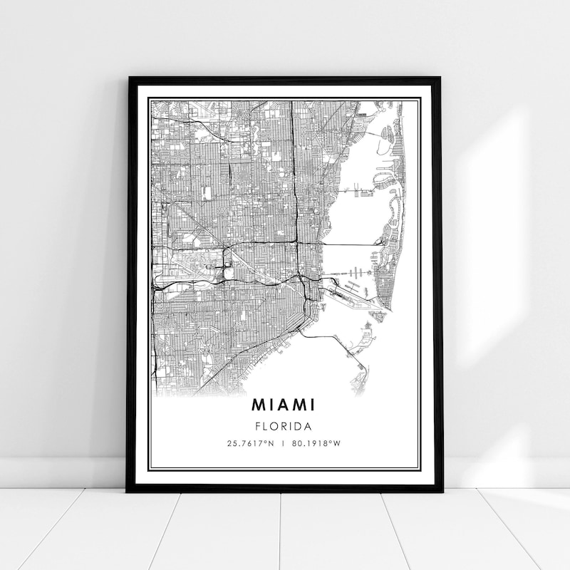 Miami Map Print - Etsy
