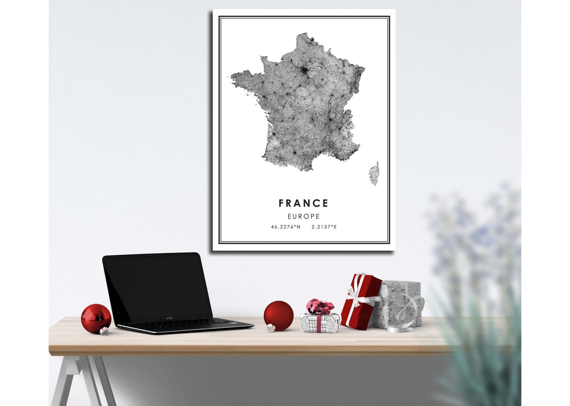 France country map print poster canvas France Europe Country | Etsy