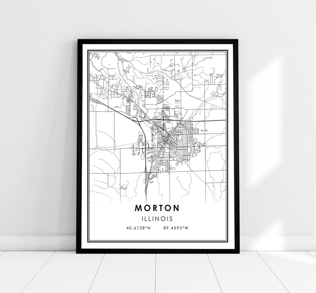 Morton Map Print Poster Canvas | Illinois Map Print Poster Canvas ...