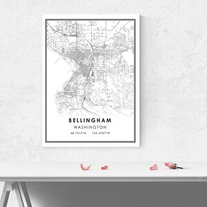 Bellingham Map Print Poster Canvas Bellingham City Map Print | Etsy