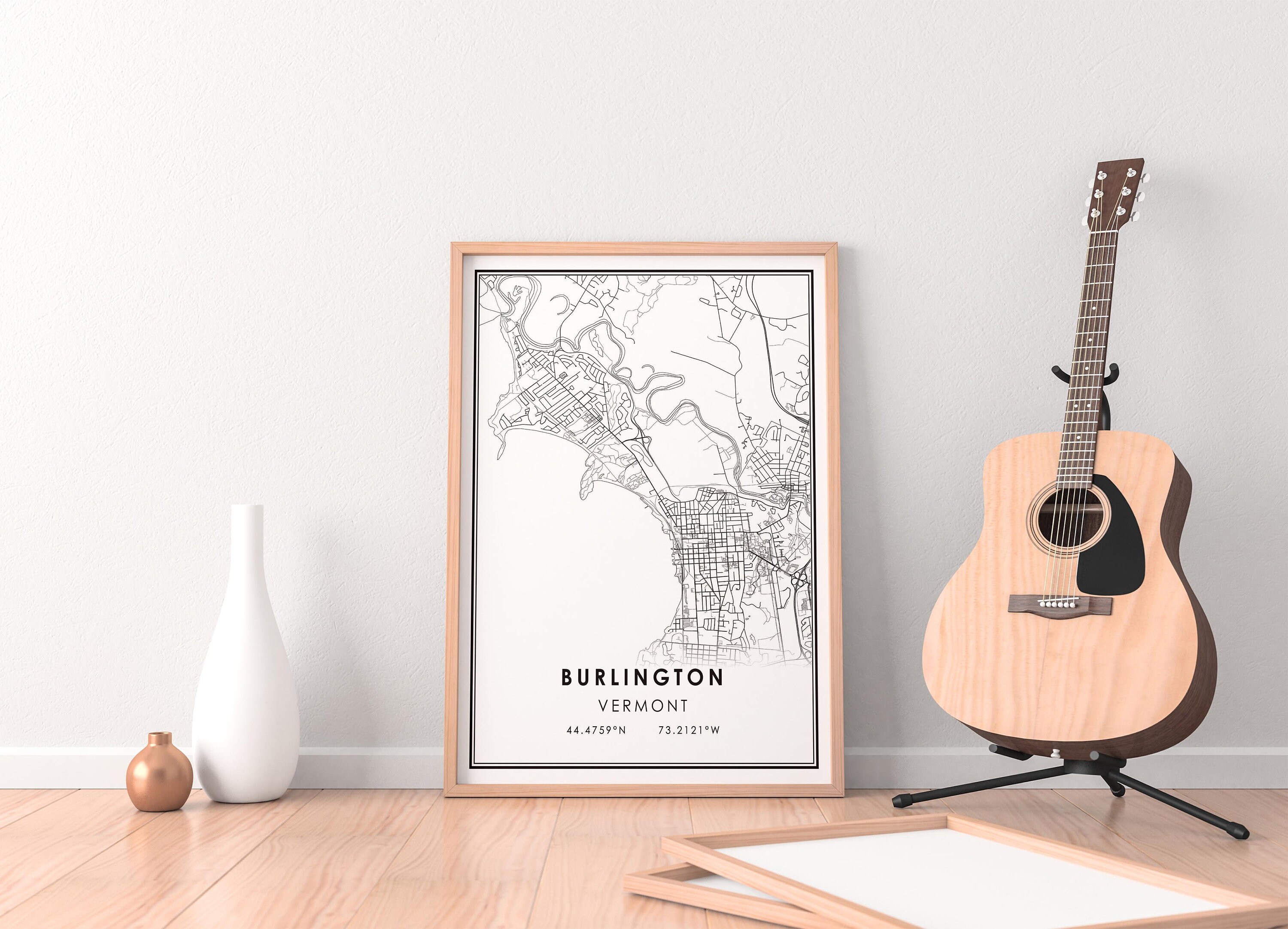 Burlington Map Print Poster Canvas | Vermont Map Print Poster Canvas ...
