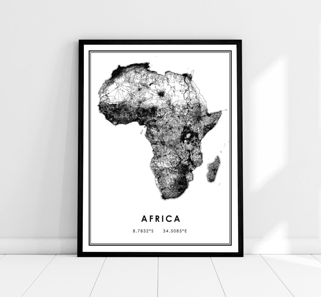 Africa Map Print Poster Canvas | Africa Road Map Print Poster Canvas - Etsy