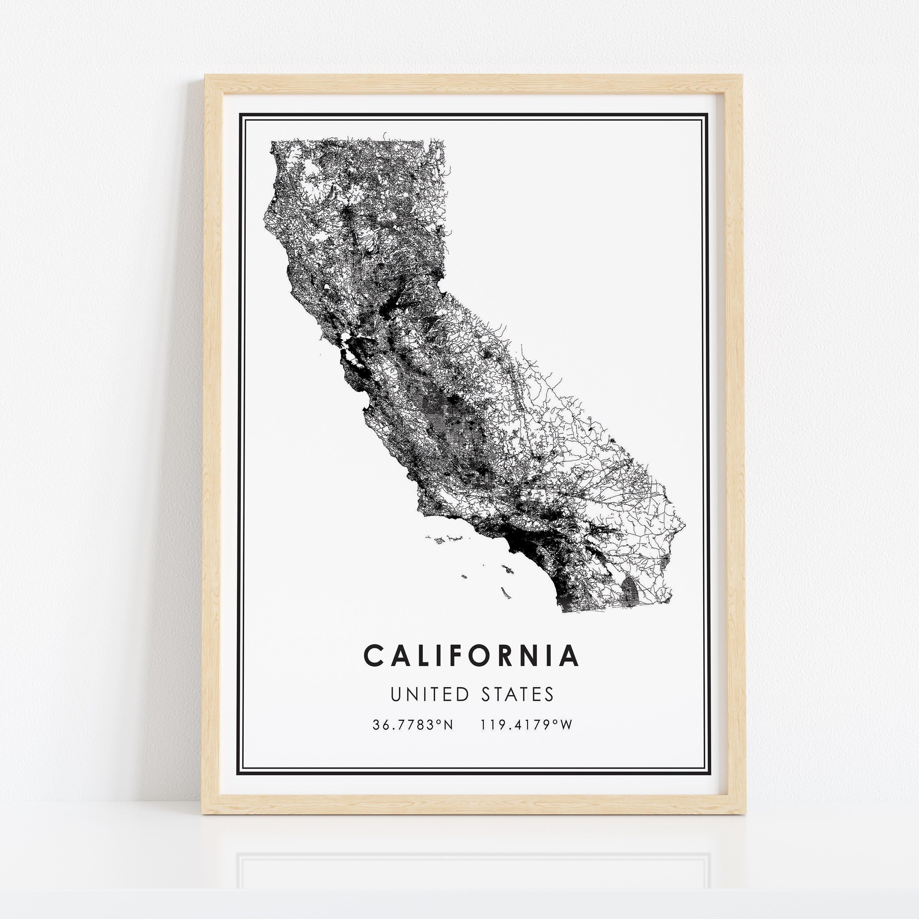 California United States Map Print Poster Canvas California | Etsy