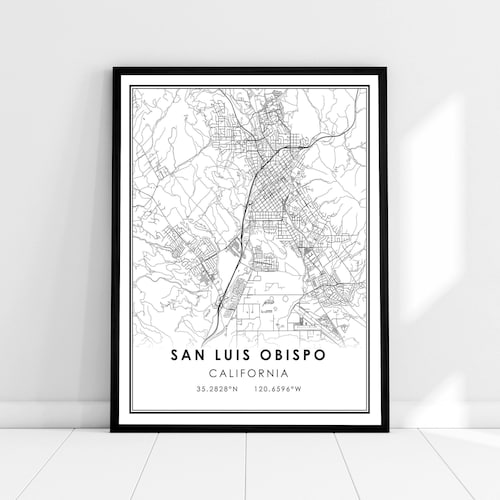 Poster Art Print San Luis Obispo Map - Etsy