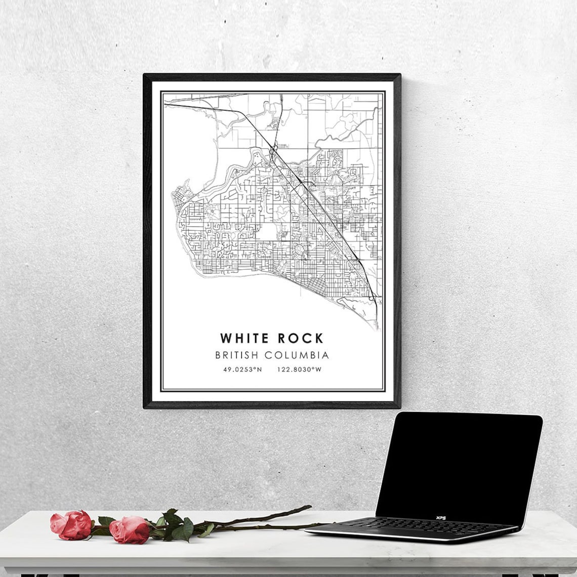 White Rock map print poster canvas British Columbia map | Etsy
