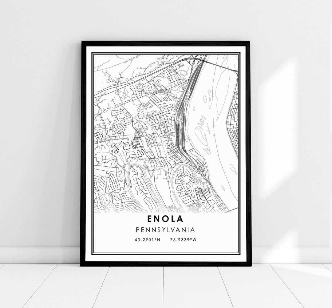 Enola Pennsylvania Map Print Poster Canvas Pennsylvania Enola Map Print ...