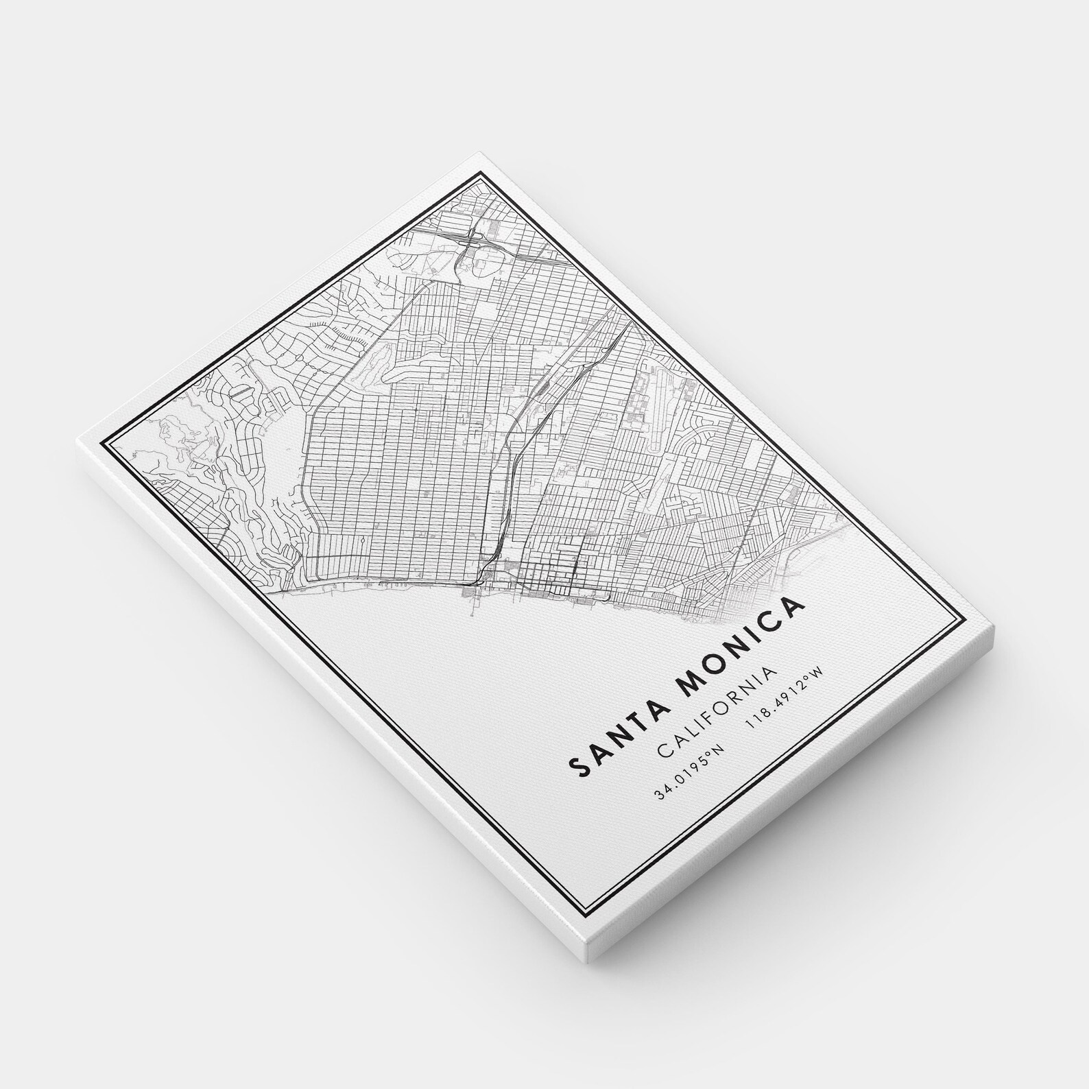 Santa Monica Map Print Poster Canvas California Map Print - Etsy