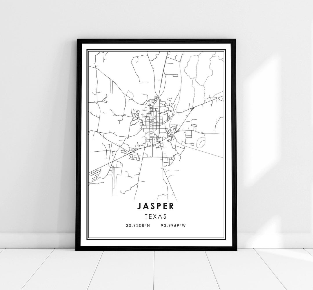 Jasper Map Print Poster Canvas | Texas Map Print Poster Canvas | Jasper ...