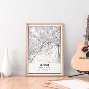 Edison Map Print Poster Canvas | New Jersey Map Print Poster Canvas ...