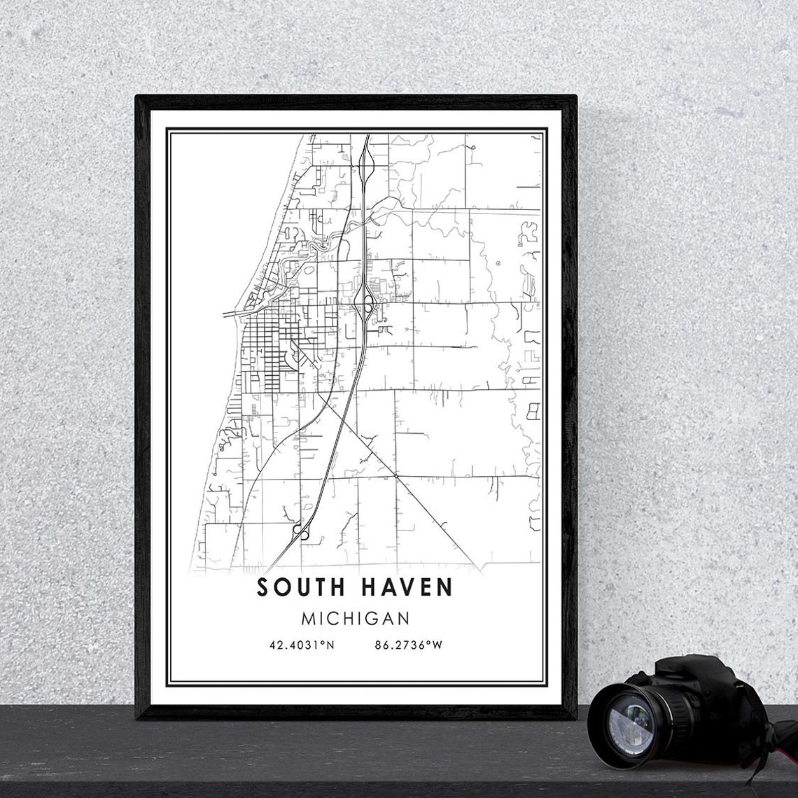 South Haven map print poster canvas South Haven Michigan | Etsy