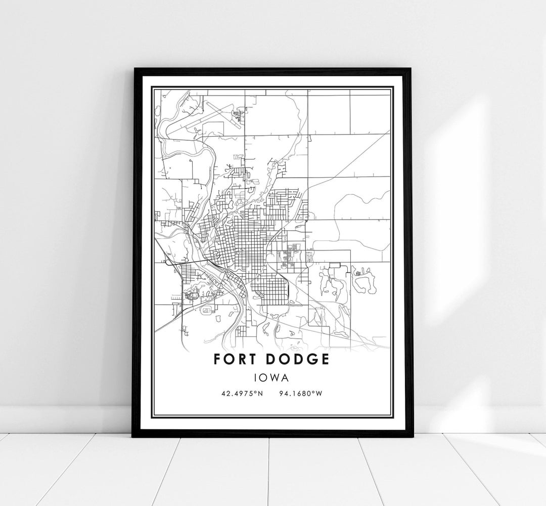 Fort Dodge Map Print Poster Canvas | Iowa Map Print Poster Canvas ...