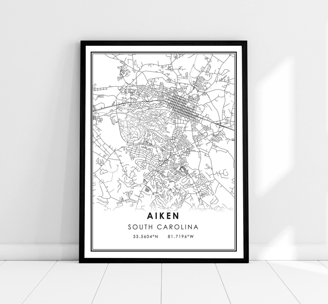 Aiken Map Print Poster Canvas | South Carolina Map Print Poster Canvas ...