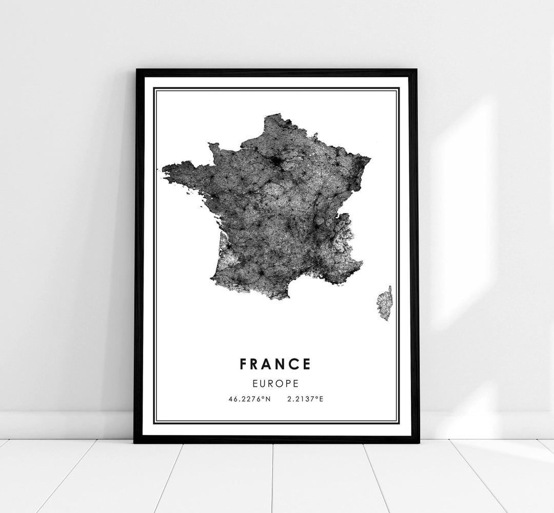 France Country Map Print Poster Canvas | France Europe Country Road Map ...